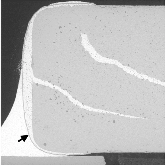 Nickel barrier layer on soldered MLCC termination - SEM Lab Inc.